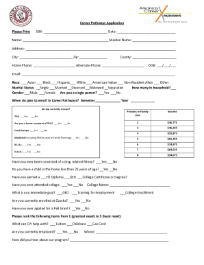 Fillable Online Career Pathways Application Please Print SSN - Ozarka ...