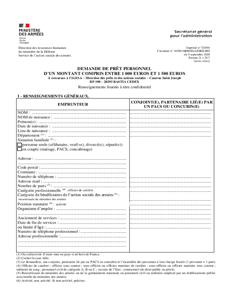 Fillable Online www.defense.gouv.fr espanol layoutDEMANDE DE PRT ...