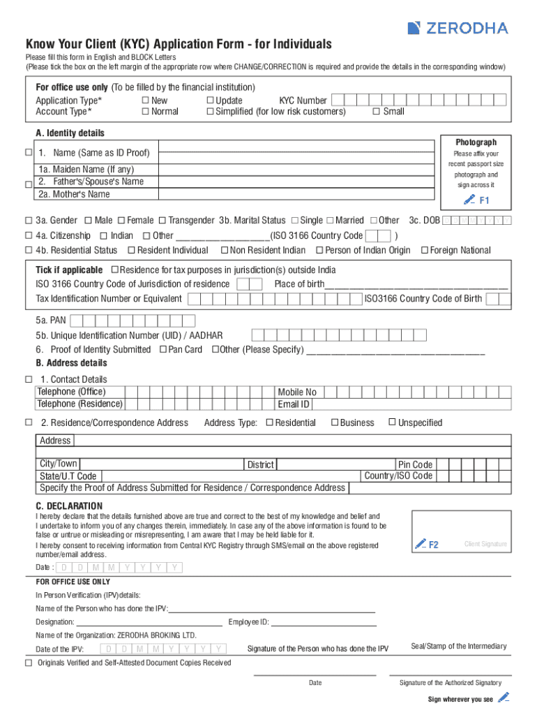 Fillable Online Know Your Client (KYC) Application Form (For ...