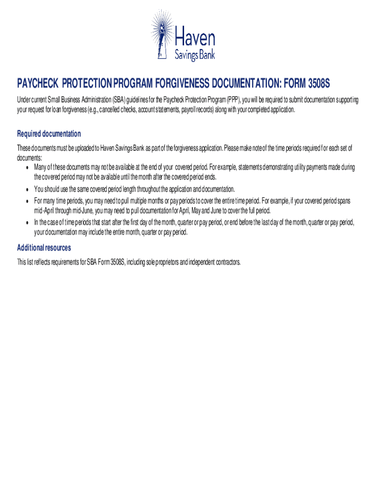 Fillable Online PPP Loan Forgiveness Application Form 3508S ... - sba ...