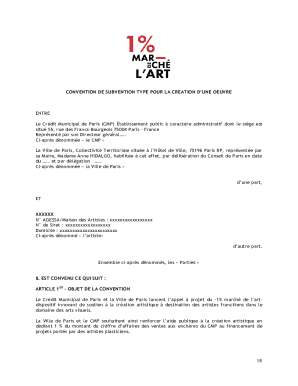 Fillable Online convention de subvention type pour la creation d'une ...