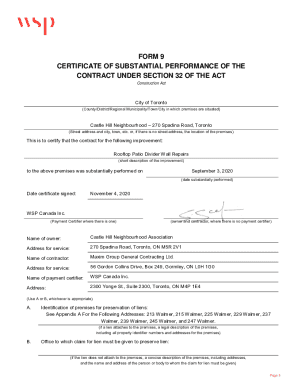 Fillable Online Certificate of Substantial Performance Fax Email Print ...