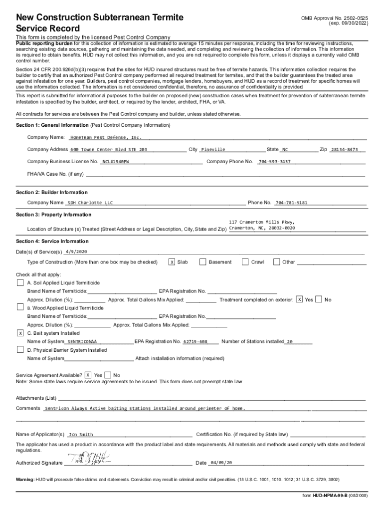 Fillable Online HUD-NPMA-99-A 2008-2021 - Fill and Sign Printable ...