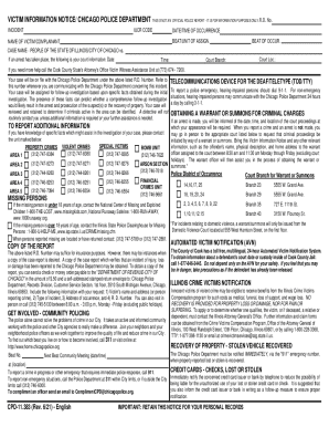 Fillable Online Chicago police victim information notice" Keyword Found ...