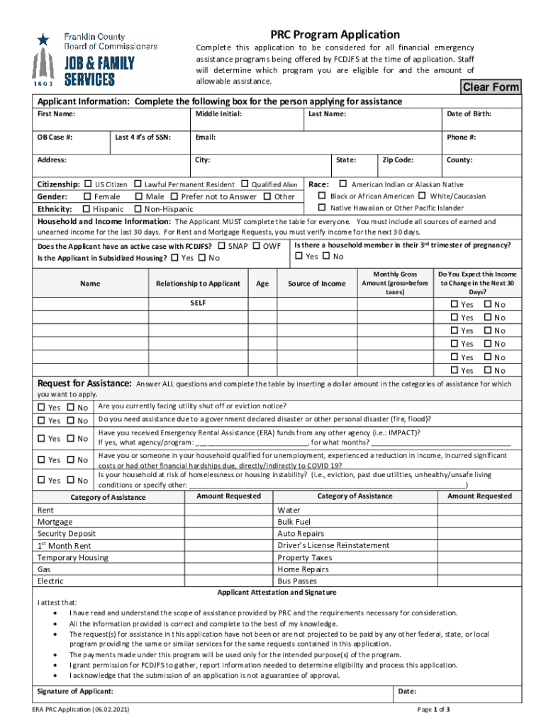 Fillable Online jfs.franklincountyohio.govemergency-assistance-(prc ...