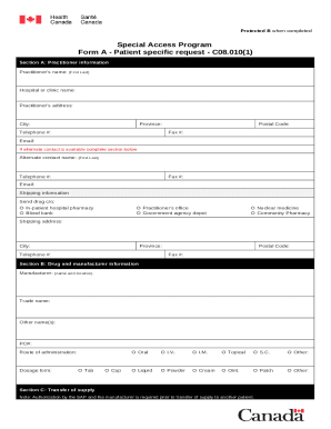 Special Access Program A - Patient specific request ... Doc Template ...