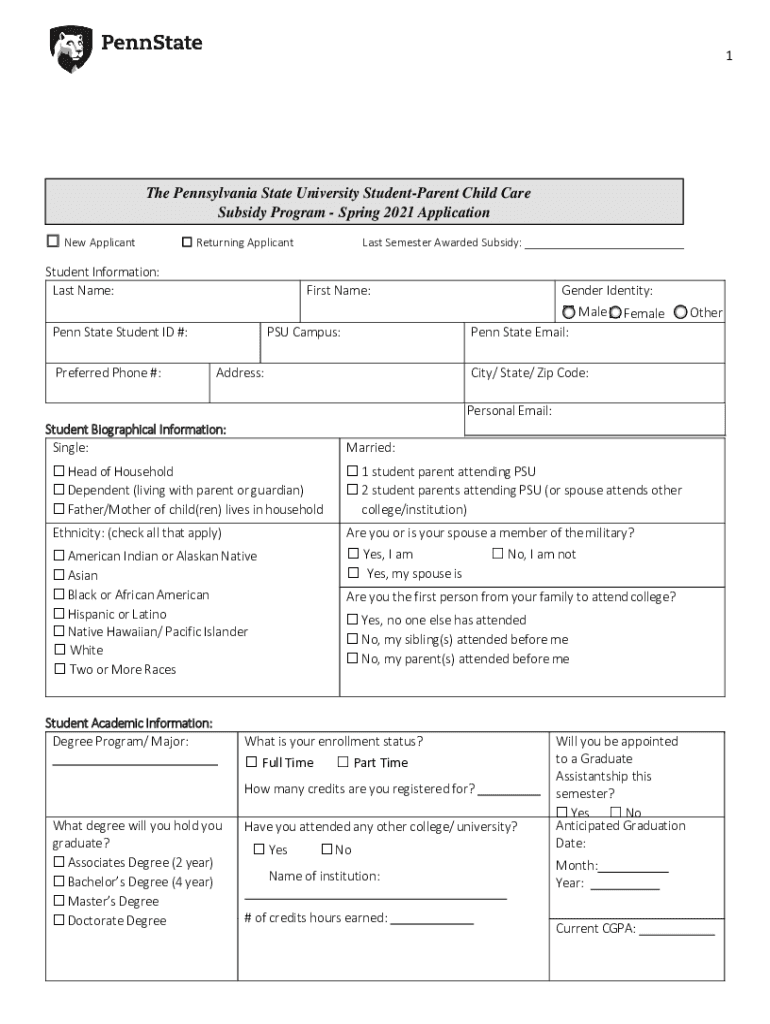 Fillable Online Fillable Online The Pennsylvania State University ...
