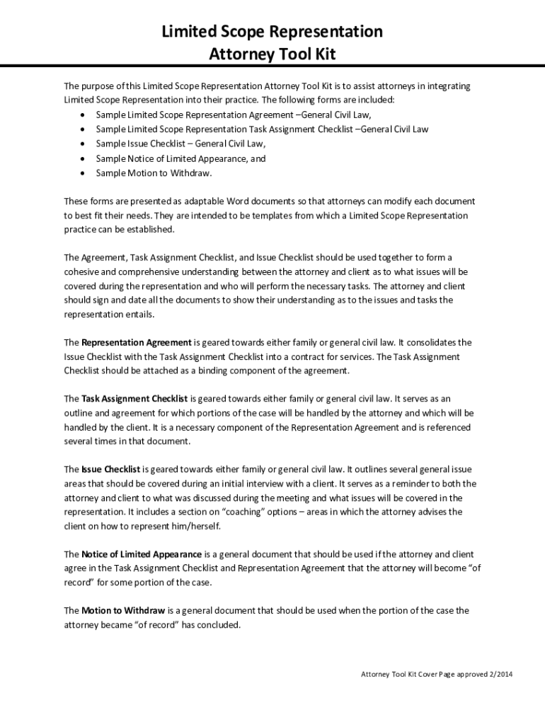 Fillable Online Limited Scope Representation Toolkit - The Chicago Bar ...