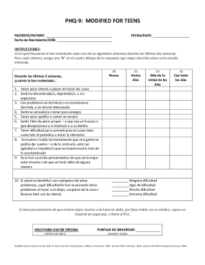 Fillable Online phq 9 forms in spanishPatient Health Questionnaire (PHQ ...