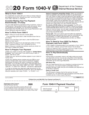 Fillable Online 20 Form 1040-V Department of the Treasury Internal ...