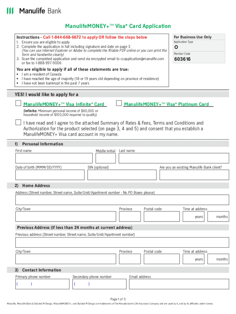 Fillable Online Manulife Bank Savings Account Login Information ...