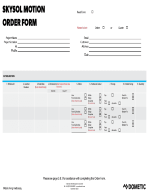 Fillable Online SKYSOL MOTION ORDER FORM - Dometic.com Fax Email Print ...