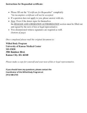 Fillable Online Instructions for Bequeathal certificate: Doc Template ... Fax Email Print ...