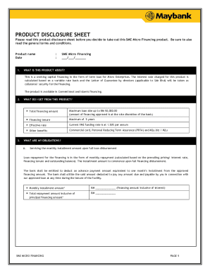 Fillable Online PRODUCT DISCLOSURE SHEET (DS) SAMPLE - Maybank2u Fax ...