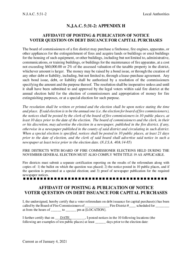 Fillable Online AFFIDAVIT OF POSTING & PUBLICATION OF NOTICE VOTER ...