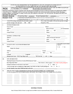 Notice of Intent (NOI) Preparation and Filing Instructions Doc Template ...