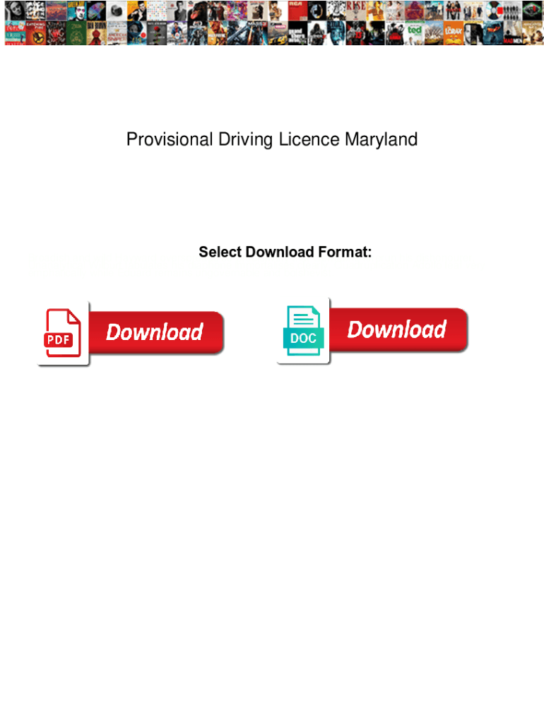 Fillable Online Provisional Driving Licence Maryland. Provisional ...