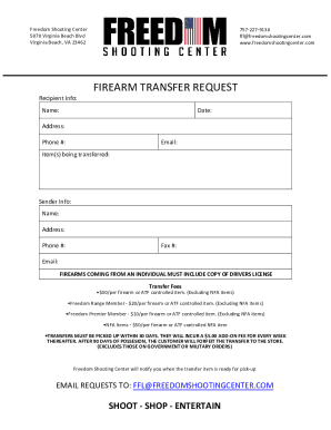 Fillable Online FSC FFL Transfer Form - FREEDOM SHOOTING CENTER Fax ...