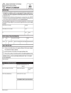 Fillable Online MISSOURI DEPARTMENT OF REVENUE FORM MOTOR VEHICLE ...