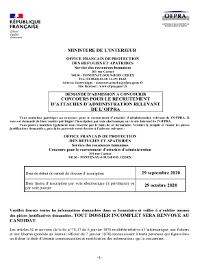Fillable Online ofpra gouv MINISTERE DE OFFICE FRANCAIS DE PROTECTION ...