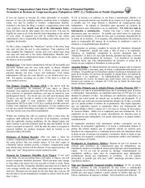 Fillable Online PDF Workers' Compensation Claim Form (DWC 1) & Notice ...