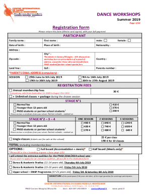 Fillable Online Dance Registration Form Template Fax Email Print - pdfFiller