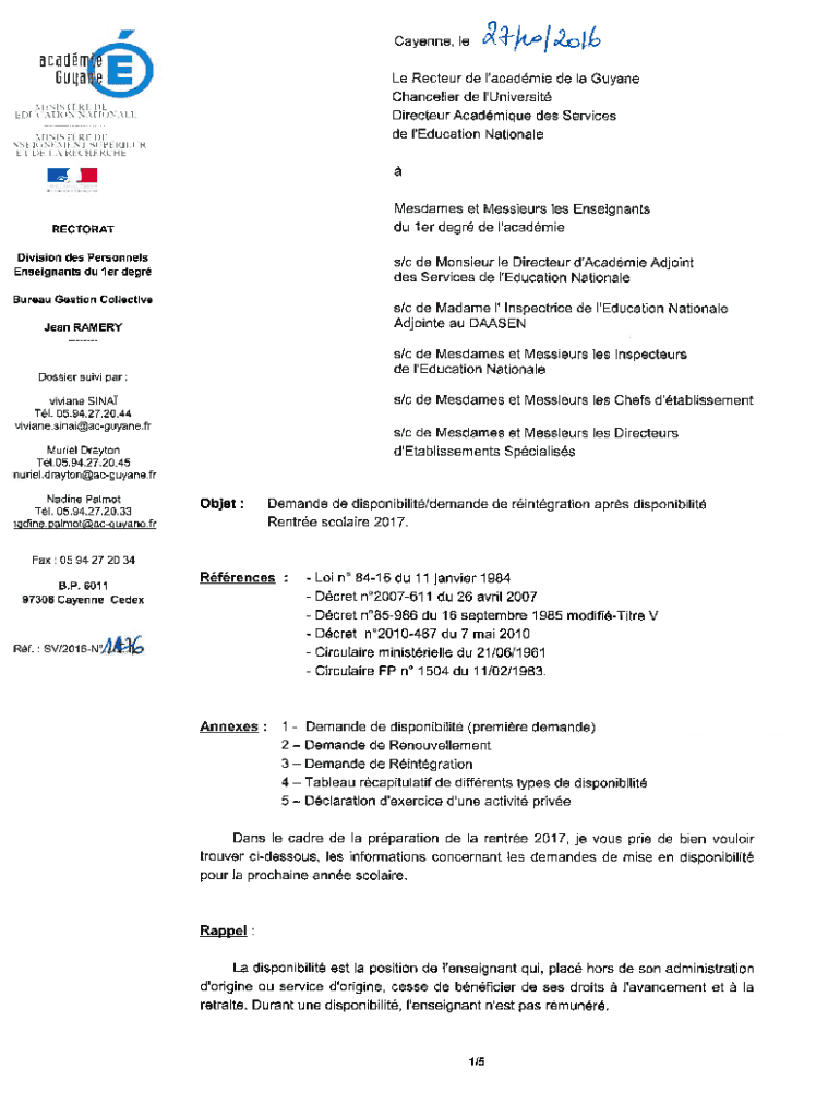 Fillable Online Fillable Online Circulaire demande de disponibilit ... Fax Email Print - pdfFiller