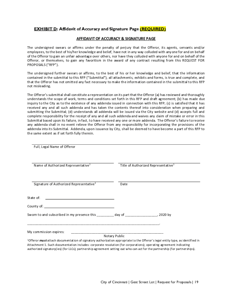Fillable Online EXHIBIT D: Affidavit of Accuracy and Signature Page ... Fax Email Print - pdfFiller