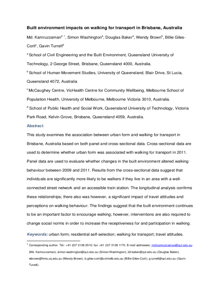 Fillable Online minerva-access unimelb edu Built environment impacts on walking for transport in ...
