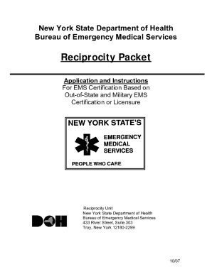 Fillable Online EMS Reciprocity - New York State Department of Health EMT ... Fax Email Print ...