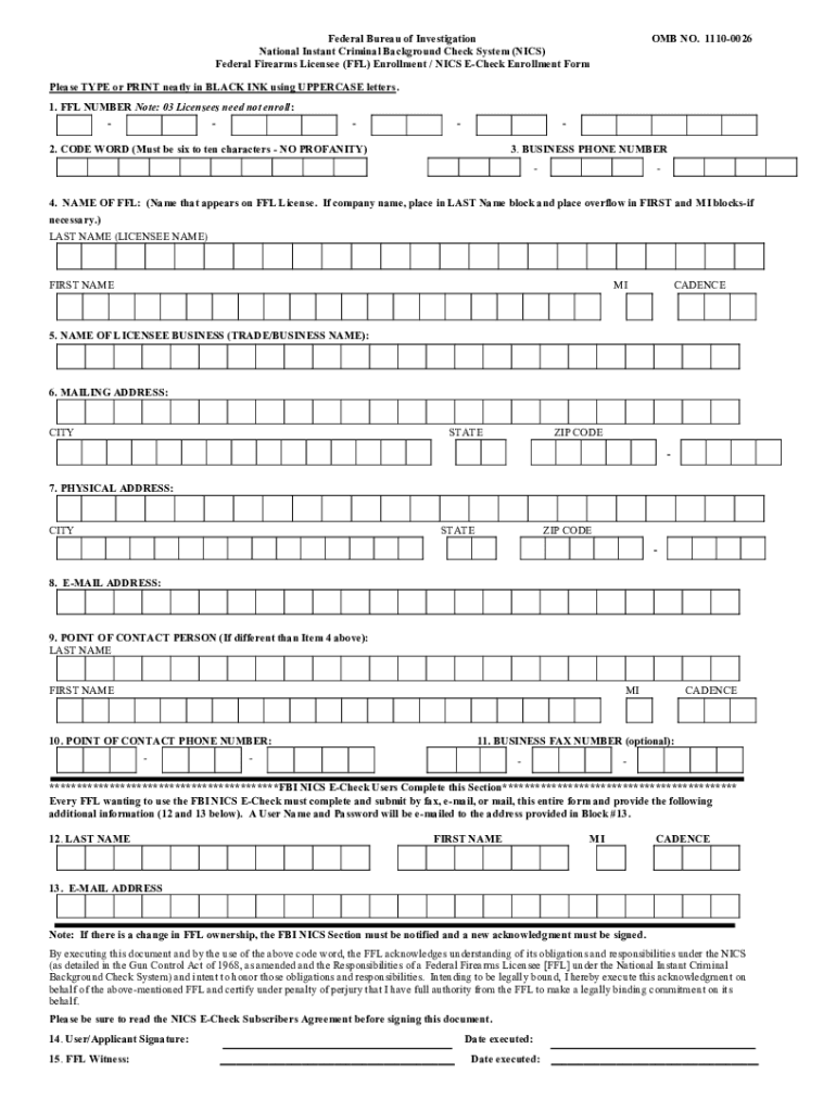 Fillable Online Federal Bureau of Investigation OMB NO. 1110-0026 ...