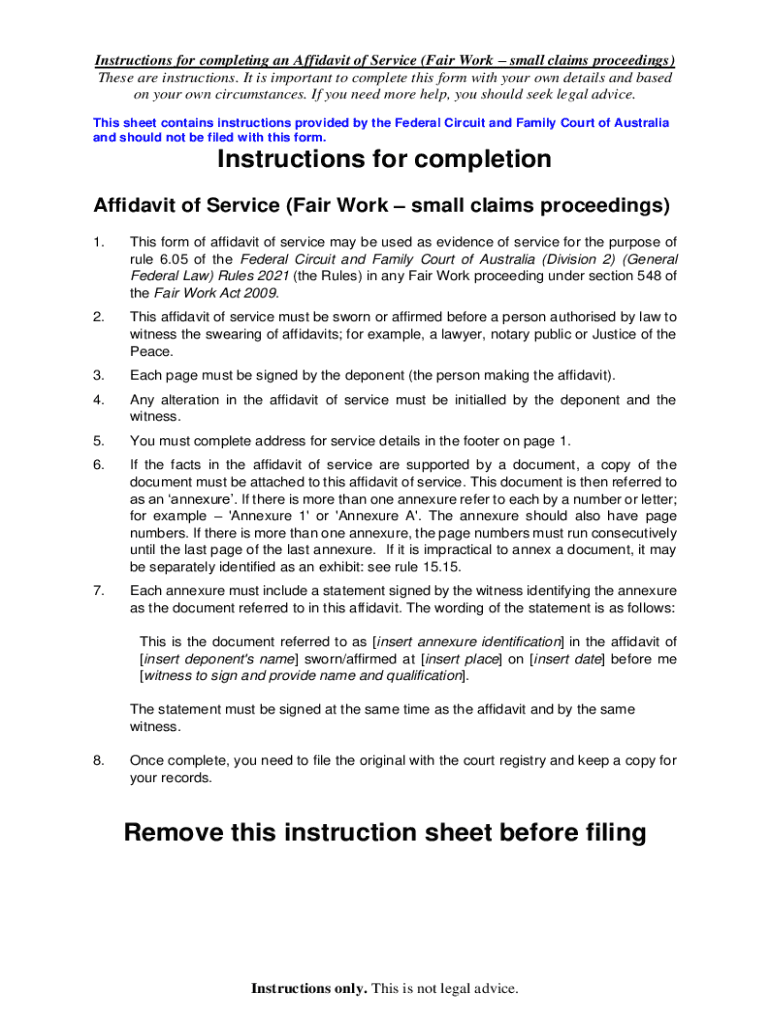 Fillable Online Affidavit of Service (Fair Work Fax Email Print - pdfFiller