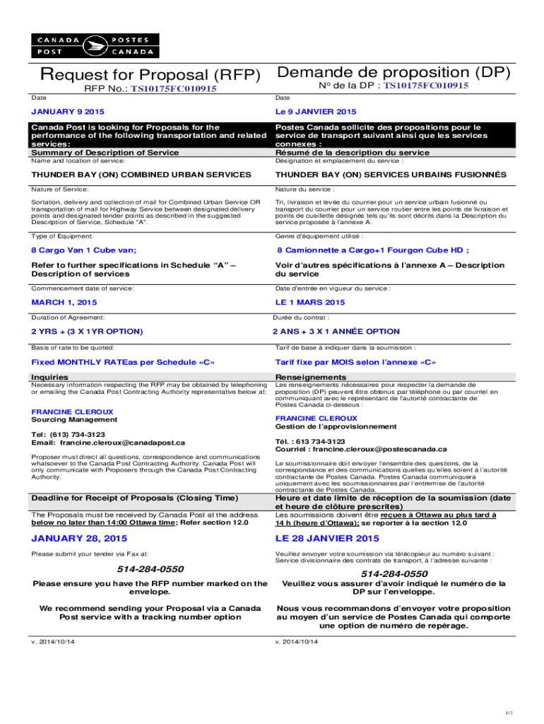 Fillable Online Request for Proposal (RFP) Demande de proposition (DP ... Fax Email Print ...