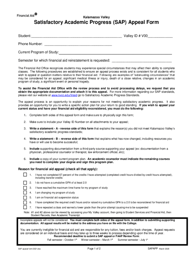 Fillable Online Satisfactory Academic Progress (SAP) Review Form For ... Fax Email Print - pdfFiller