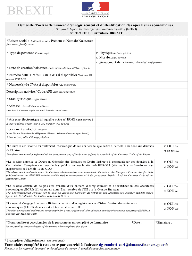 Fillable Online Douane.gouv.fr - Site officiel de la douane ...