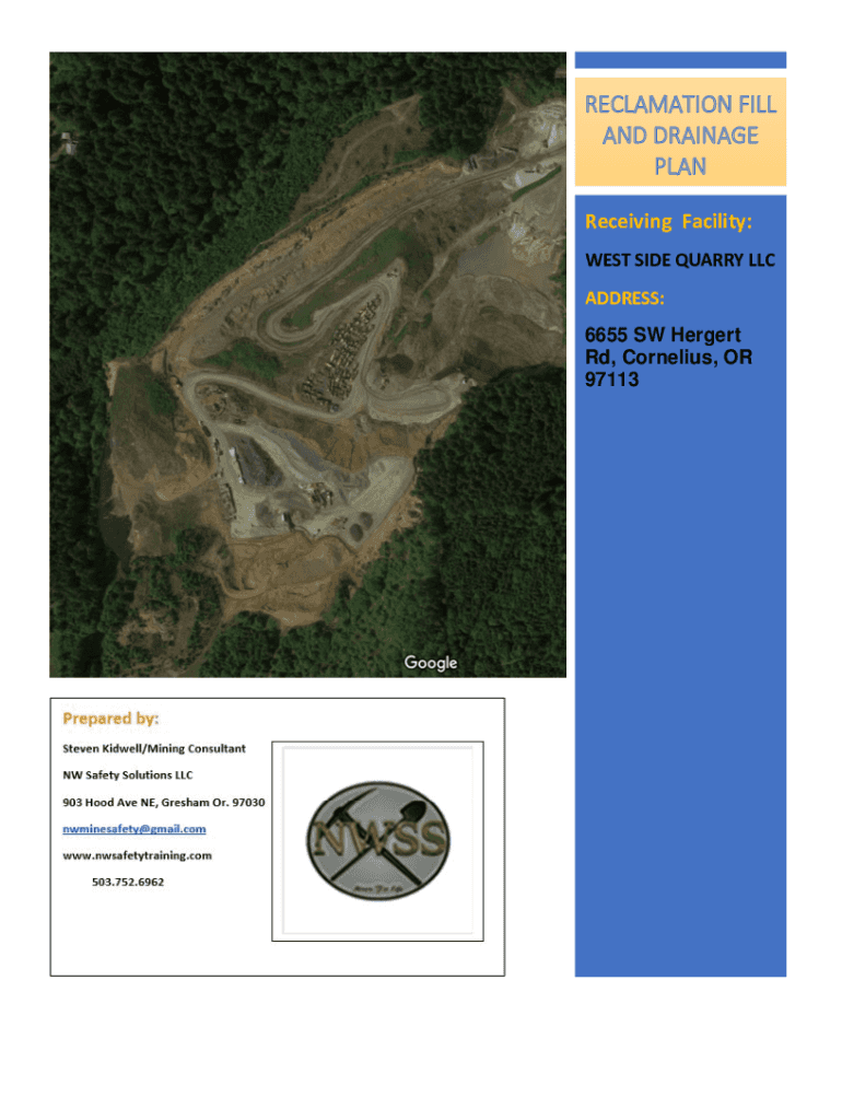 Fillable Online RECLAMATION FILL AND DRAINAGE PLAN - Oregon Fax Email ...