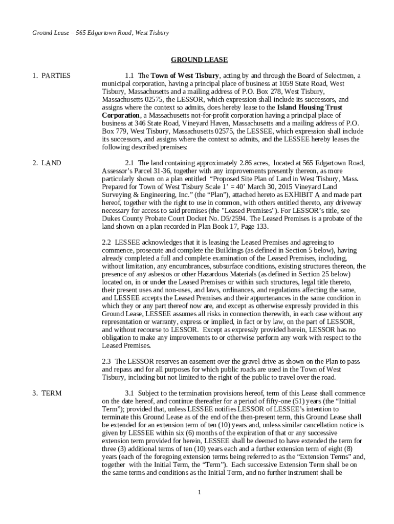 GROUND LEASE Doc Template | pdfFiller