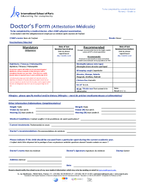 Fillable Online Doctors Form (Attestation Mdicale) Fax Email Print ...