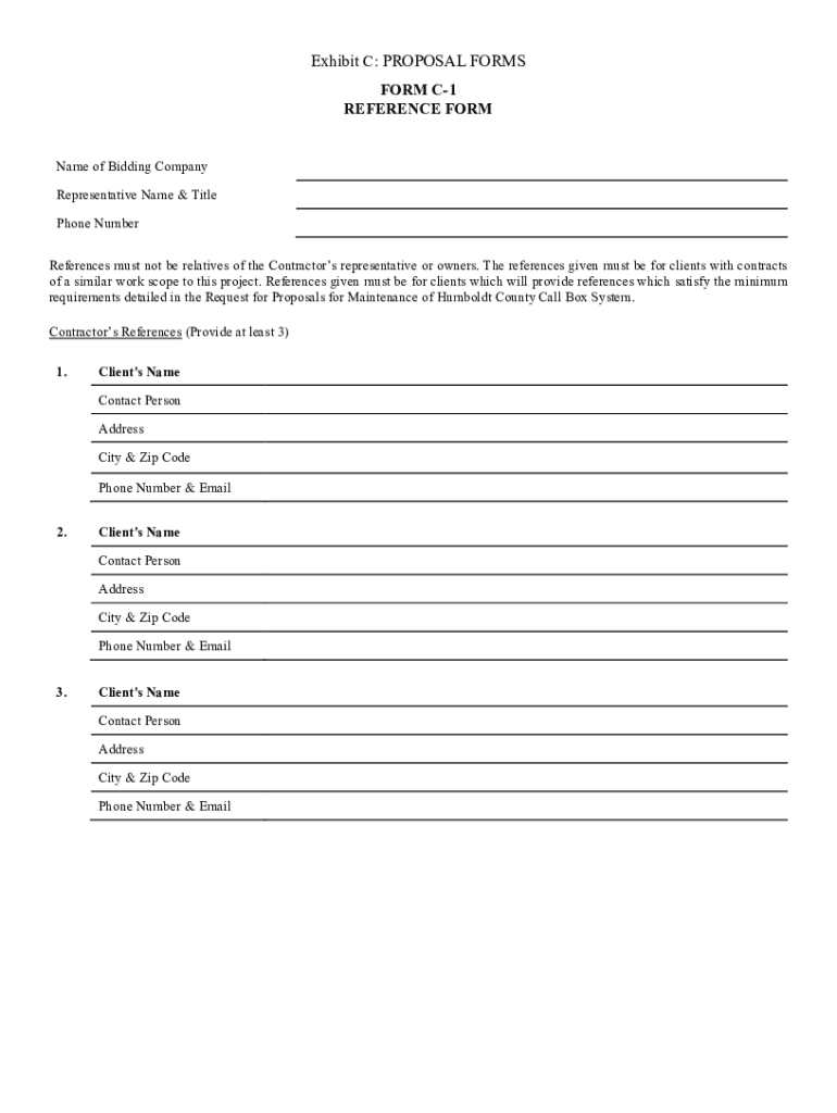 Fillable Online Exhibit C: PROPOSAL FORMS - hcaog.net Fax Email Print ...