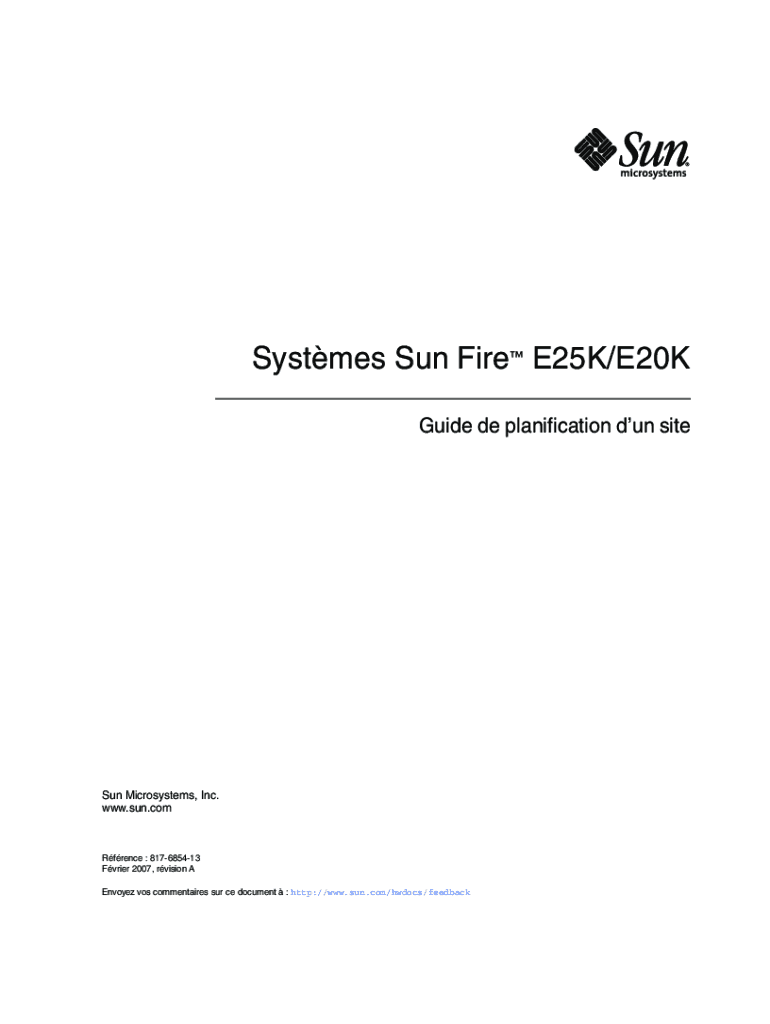 Fillable Online Guide de planification d'un site pour les systmes Sun ...