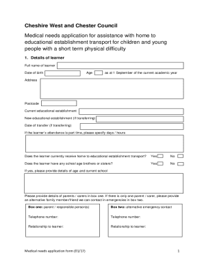 Fillable Online Medical needs application form print version Fax Email ...