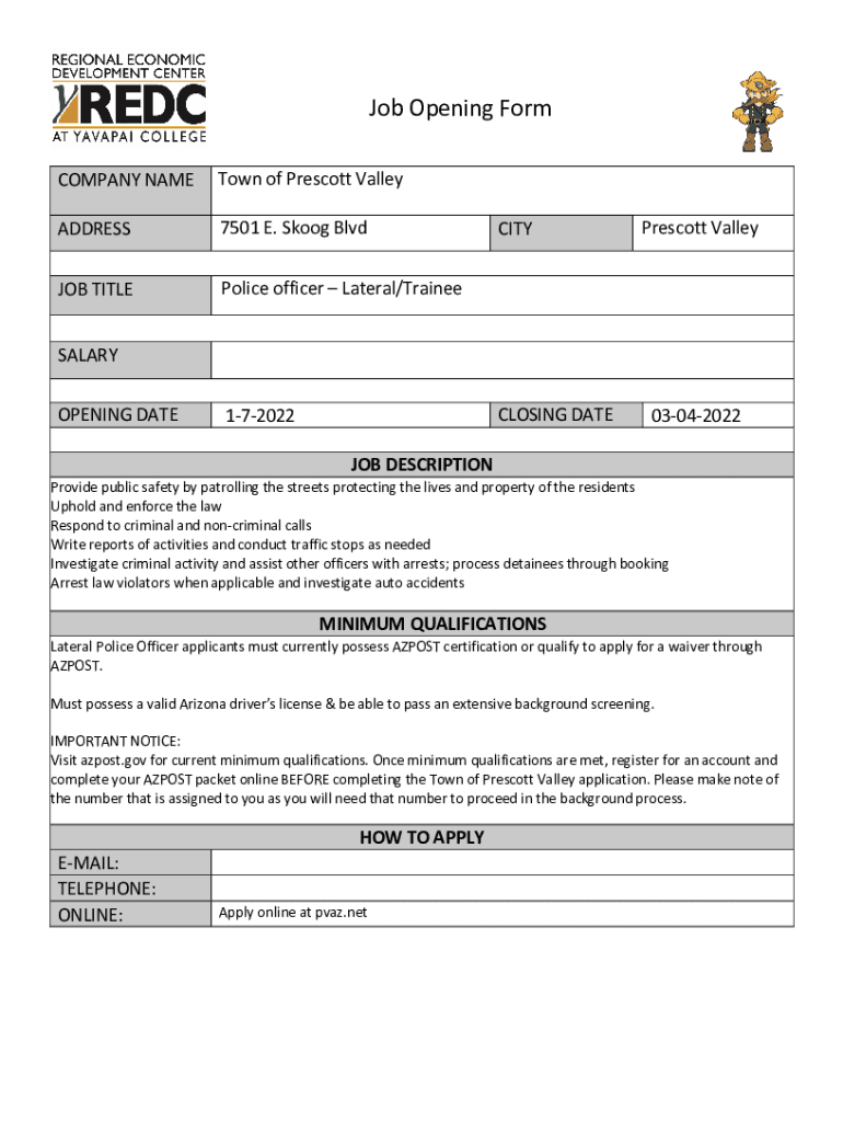 Fillable Online Job Opening Form Fax Email Print - pdfFiller