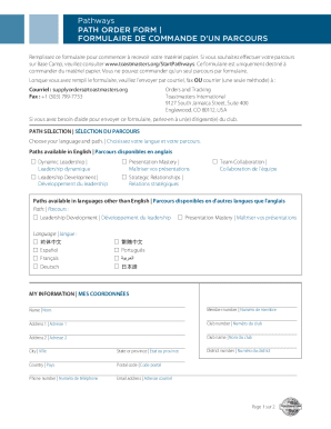 Fillable Online FR8952 Pathways Path Order Form Fax Email Print - pdfFiller