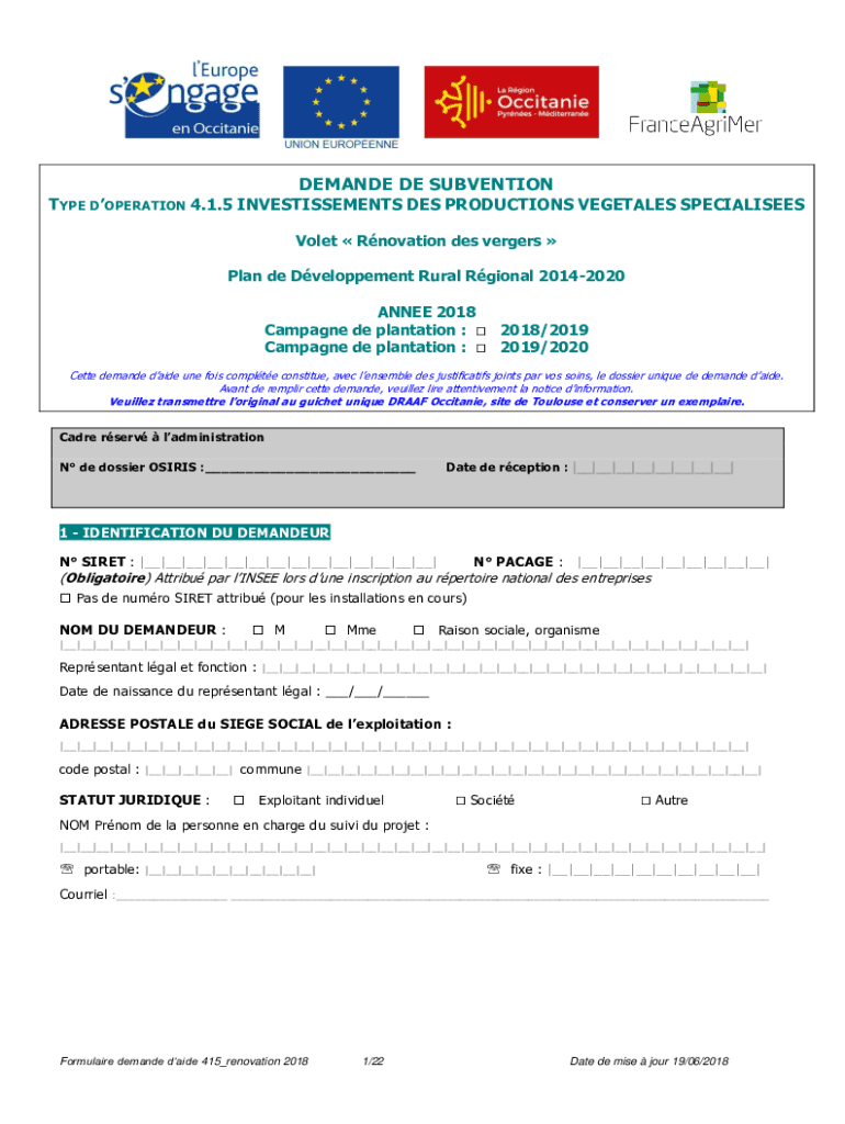 Fillable Online Fillable Online DEMANDE DE SUBVENTION TYPE D OPERATION ... Fax Email Print ...