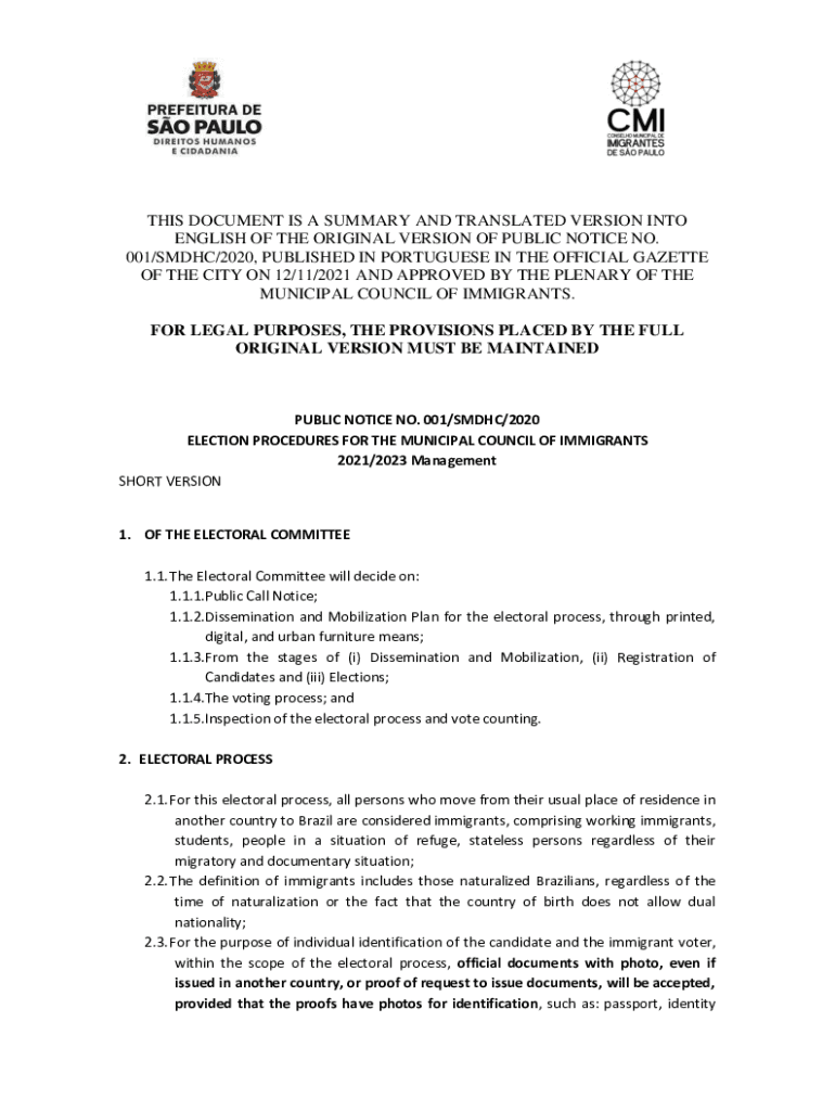 Fillable Online THIS DOCUMENT IS A SUMMARY AND TRANSLATED VERSION INTO ...