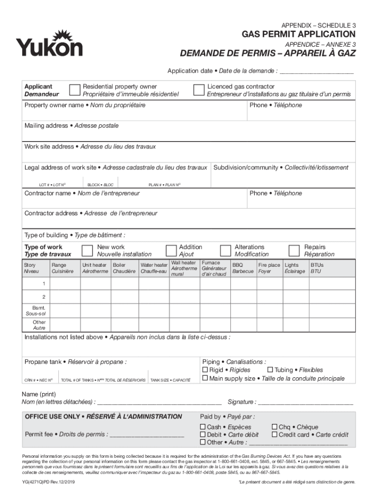 Fillable Online APPLICATION FOR PLUMBING PERMIT DEMANDE DE PERMIS ... - Yukon Fax Email Print ...