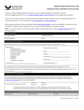 Fillable Online GRADUATION CREDENTIAL AND CONVOCATION CEREMONY APPLICATION Fax Email Print ...