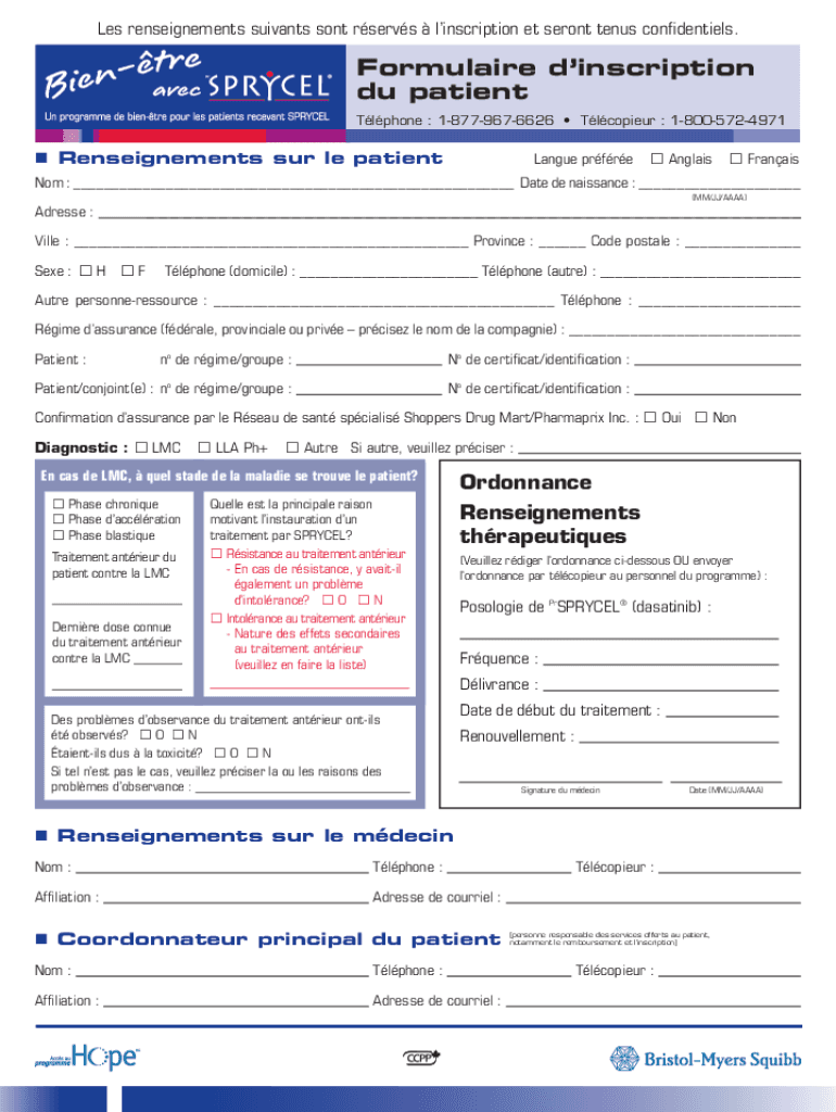 Fillable Online Formulaire d'inscription du patient Fax Email Print ...