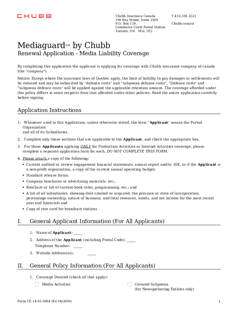 Chubb Group of Insurance Companies MEDIAGUARDSM by CHUBB ... Doc ...