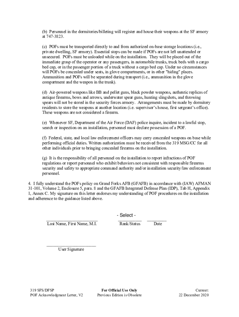 Fillable Online www.grandforks.af.milPortals24PRIVATELY OWNED FIREARMS ...